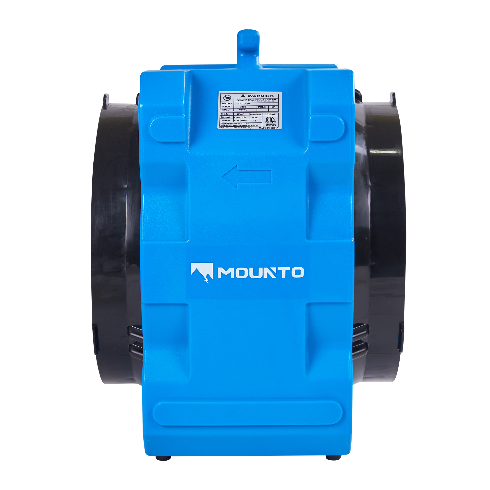 MOUNTO 1HP 5000CFM 16" Axial Blower & Exhaust Fan Confined Space Blower