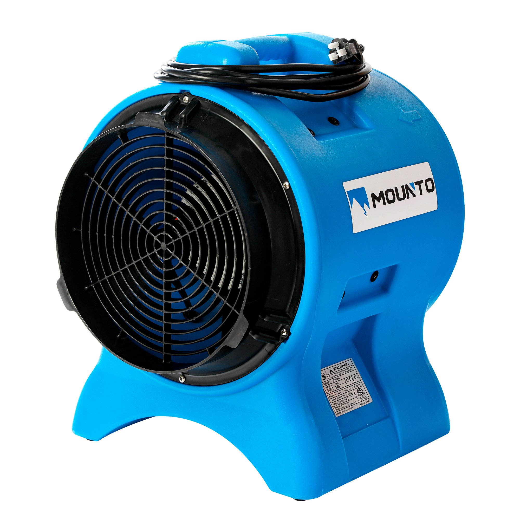 MOUNTO 1HP 3000CFM 12" Axial Blower Exhaust Fan for Confined Space ...
