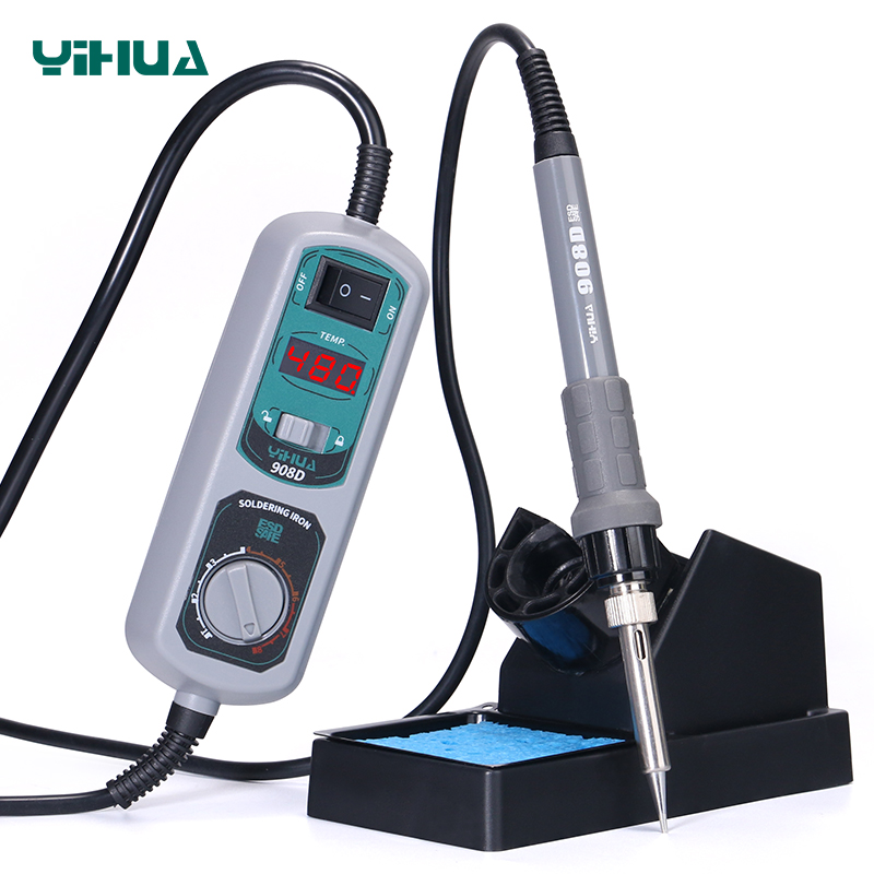 YIHUA 908D ESD mobile phone repair digital soldering desoldering iron rework station ...