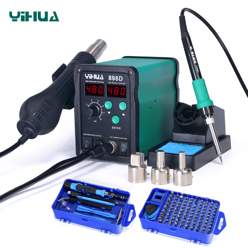 YIHUA-898D/898D+ Hot Air Rework Station with Soldering Iron hot air ...