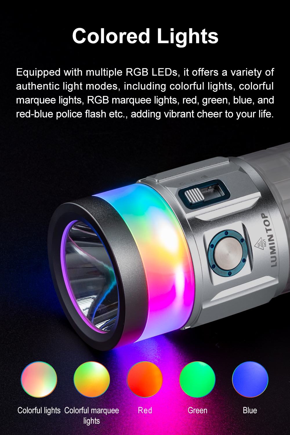 Lumintop Rainbow 2.0｜3000 Lumens Flashlight with RGB & Camping Light ...