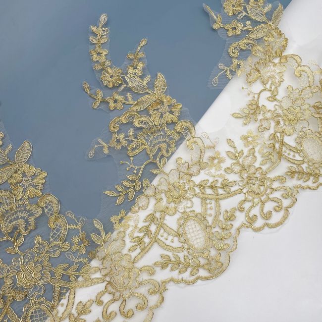 10 Yards Bridal Lace Trim, Gold Corded Embroidered Wedding Lace Trim ...
