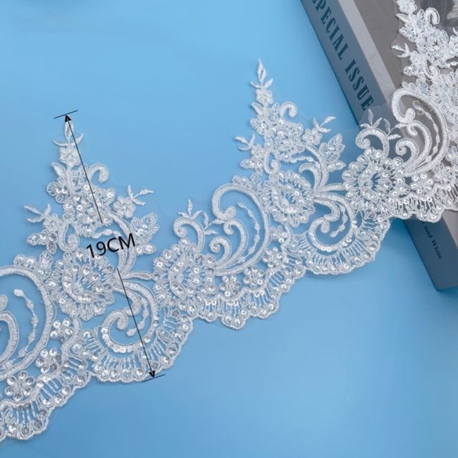 10 Yards Bridal Lace Trim - Corded Embroidered Sequin Wedding Lace Trim ...