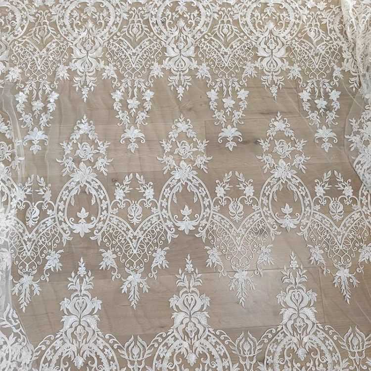 1 Yard Bridal Lace Fabric, Embroidered Sequin Wedding Lace Fabric, ITM ...