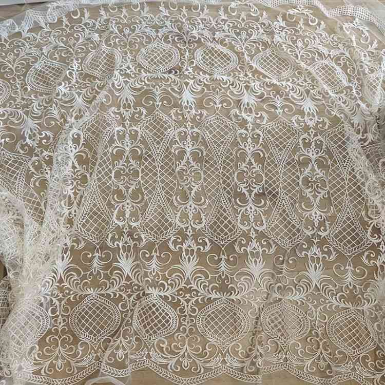 1 Yard Bridal Lace Fabric, Embroidered Wedding Lace Fabric, ITM JB039 ...