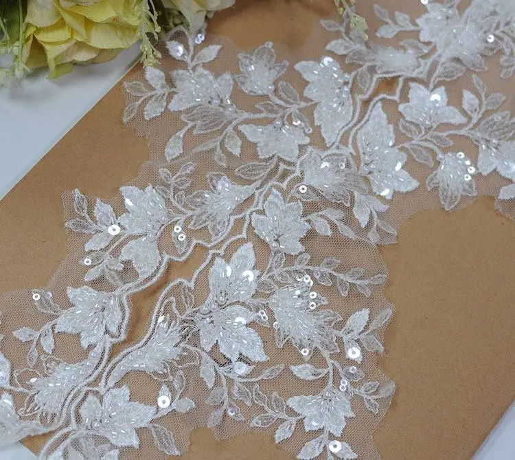 10 Yards Bridal Lace Trim, Embroidered Beaded Wedding Lace Trim,Bridal ...