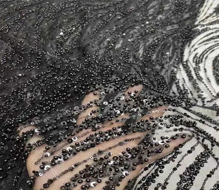 Embellished Beaded Tulle Lace Fabric with Beads | ITM JX342,Beaded Fabrics