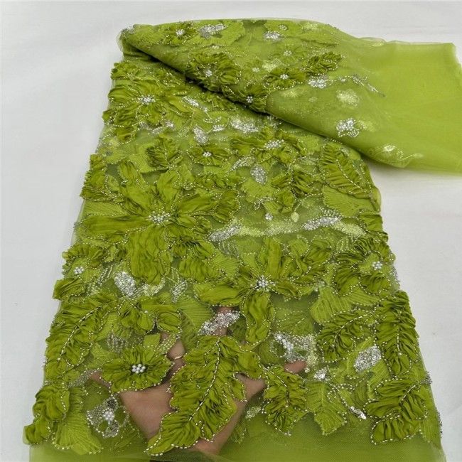 5 Yards 3D Floral Beaded Lace Fabric | ITM JLT044,3D Floral Fabrics