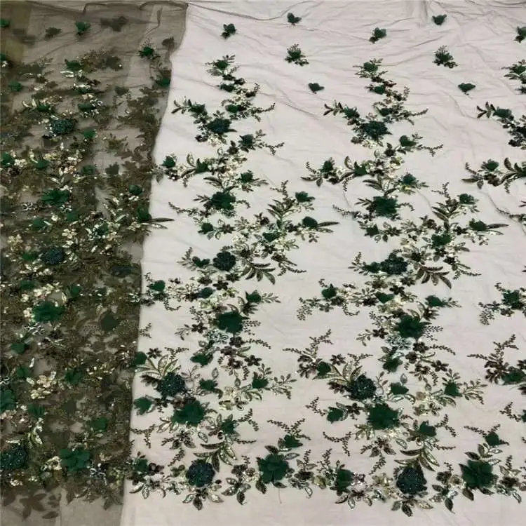 5 Yards 3D Floral Beaded Embroidered Lace Fabric | ITM JLT082,3D Floral ...