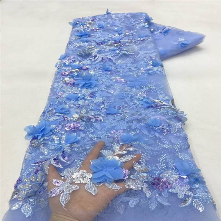 5 Yards 3D Floral Beaded Embroidered Lace Fabric | ITM JLT082,3D Floral ...