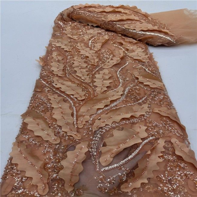 5 Yards 3D Floral Beaded Lace Fabric | ITM JLT086,3D Floral Fabrics