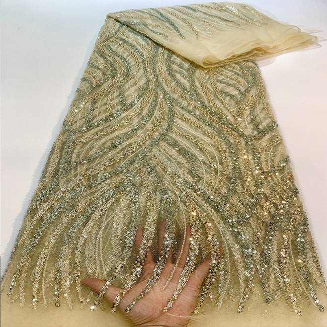 5 Yards Tulle Beaded Lace Material Fabric