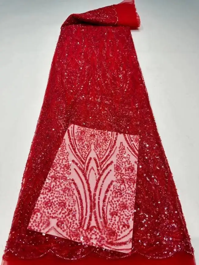 Embellished Beaded Tulle Lace Fabric with Beads | ITM HF002,Beaded Fabrics