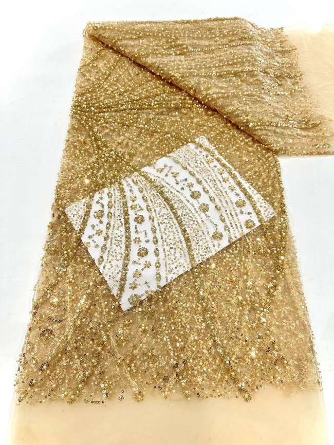 5 Yards Beaded Mesh Fabric, ITM HN024,Beaded Fabrics