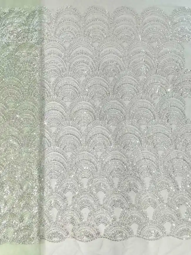 5 Yards Beaded Mesh Fabric, ITM HN046,Beaded Fabrics