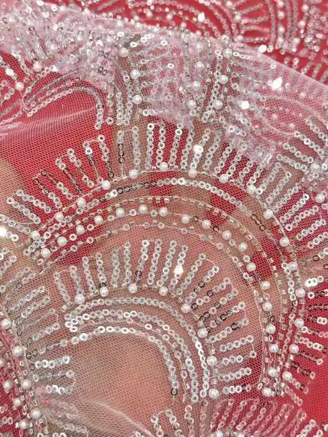 5 Yards Beaded Mesh Fabric, ITM HN046,Beaded Fabrics