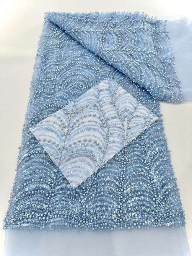 5 Yards Beaded Mesh Fabric, ITM HN068,Beaded Fabrics