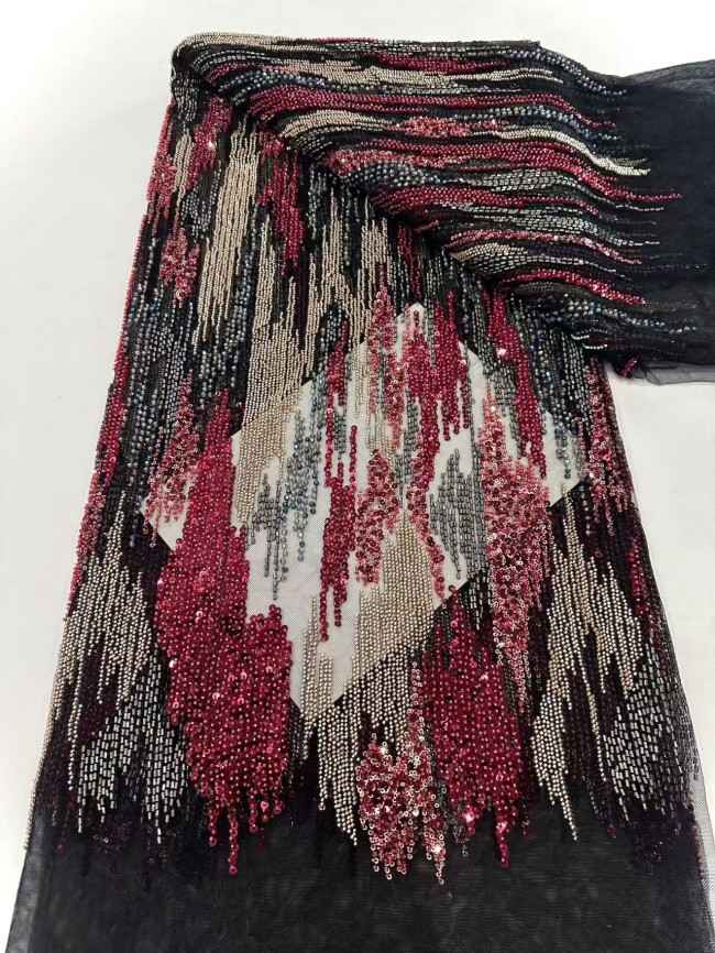 5 Yards Beaded Mesh Fabric, ITM HN073,Beaded Fabrics