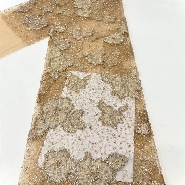 5 Yards Beaded 3D Floral Lace Fabric ITM PFS056,3D Floral Fabrics