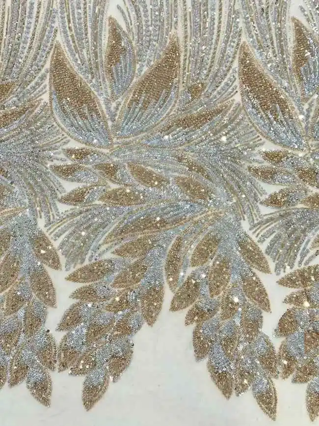 5 Yards Beaded Mesh Fabric, ITM HN079,Beaded Fabrics