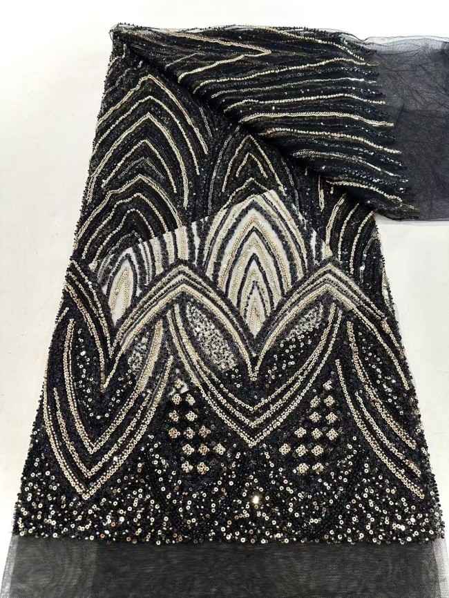 5 Yards Beaded Mesh Fabric, ITM HN083,Beaded Fabrics