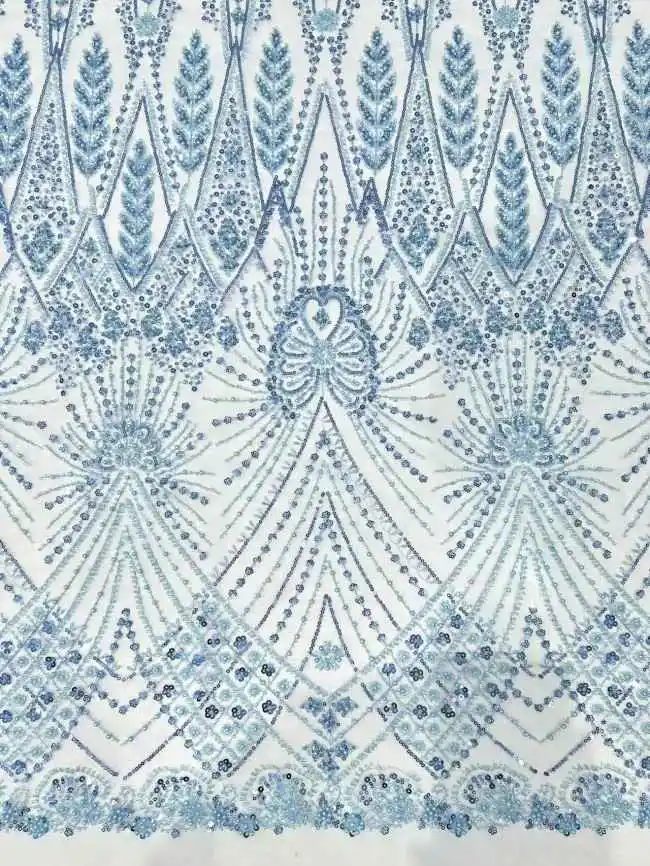 5 Yards Beaded Mesh Fabric, ITM HN086,Beaded Fabrics