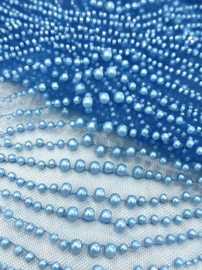 5 Yards Beaded Mesh Fabric, ITM HN090,Beaded Fabrics