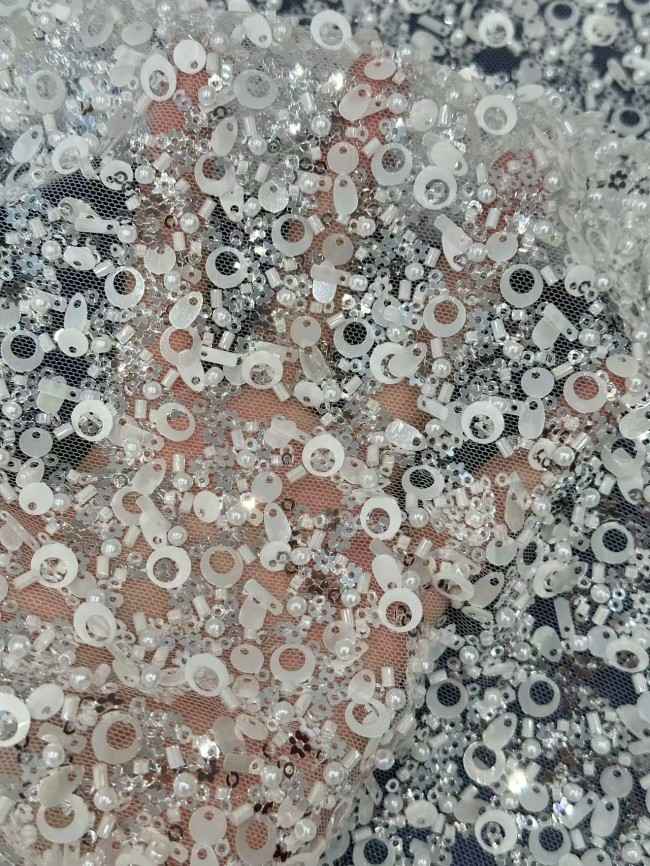 5 Yards Beaded Mesh Fabric, ITM HN092,Beaded Fabrics
