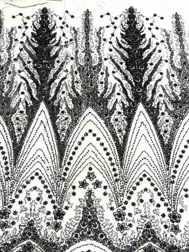 5 Yards Beaded Mesh Fabric, ITM HN100,Beaded Fabrics