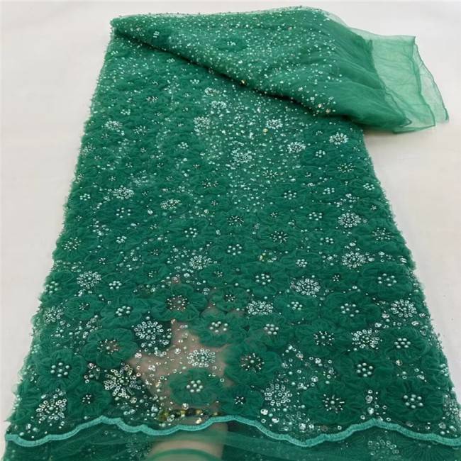 5 Yards 3D Floral Beaded Lace Fabric | ITM JLT150,3D Floral Fabrics