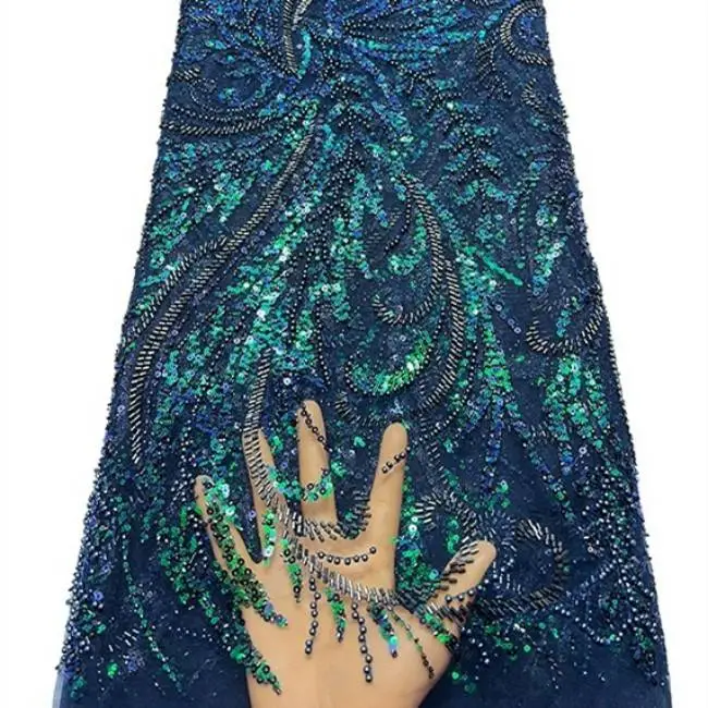 5 Yards Beaded Lace Fabric ITM ZT028,Lace Fabrics
