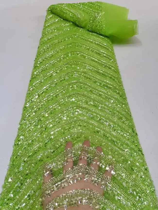 5 Yards Beaded Lace Fabric ITM JC046,Lace Fabrics