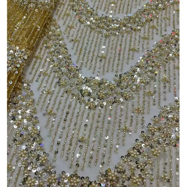 5 Yards Beaded Mesh Fabric, ITM ZT051,Beaded Fabrics