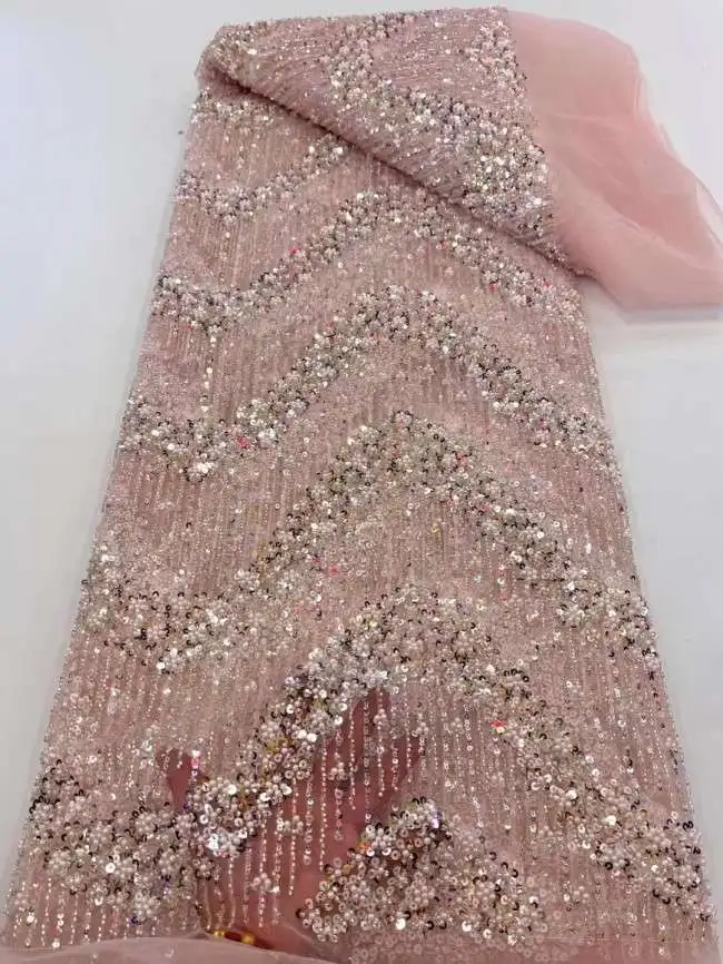 5 Yards Beaded Mesh Fabric, ITM ZT051,Beaded Fabrics