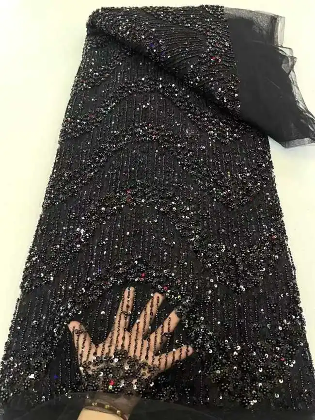 5 Yards Beaded Mesh Fabric, ITM ZT051,Beaded Fabrics
