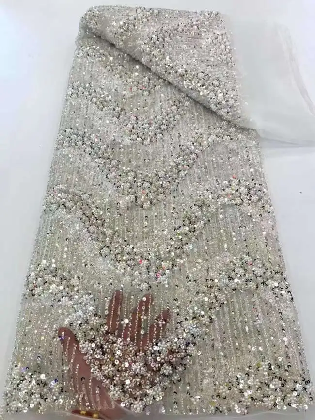 5 Yards Beaded Mesh Fabric, ITM ZT051,Beaded Fabrics