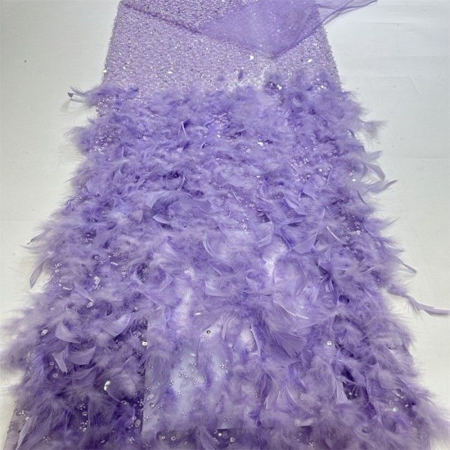 5 Yards Beaded Feather Fabric ITM ZT055,Feather Fabrics