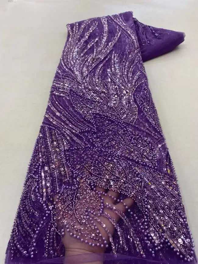5 Yards Beaded Lace Fabric ITM JJ159,Lace Fabrics