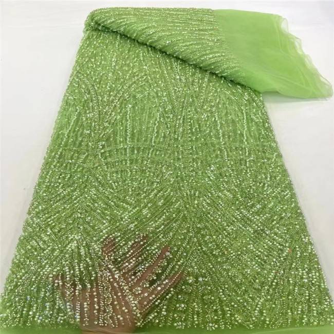 5 Yards Beaded Tulle Lace Fabric, Embellished Fabric with Beads ...