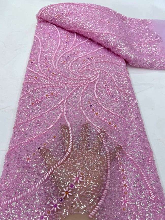 5 Yards Beaded Mesh Fabric, ITM ML023,Beaded Fabrics