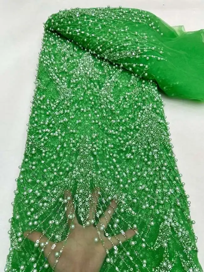 5 Yards Beaded Mesh Fabric, ITM ML028,Beaded Fabrics