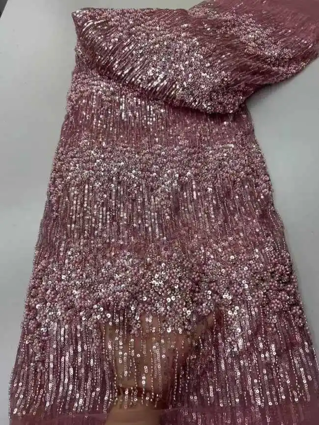 5 Yards Beaded Lace Fabric ITM ZT079,Lace Fabrics