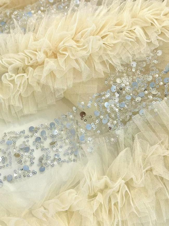5 Yards Beaded 3D Floral Fabric, ITM HN141,3D Floral Fabrics