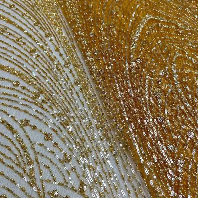5 Yards Beaded Mesh Fabric, ITM NA019,Beaded Fabrics