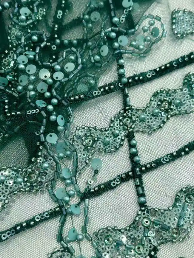 5 Yards Beaded Lace Fabric, ITM HN188,Beaded Fabrics