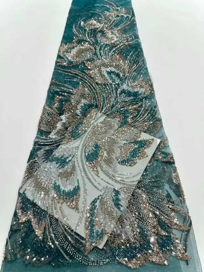 5 Yards Beaded Mesh Fabric, ITM HN195,Beaded Fabrics