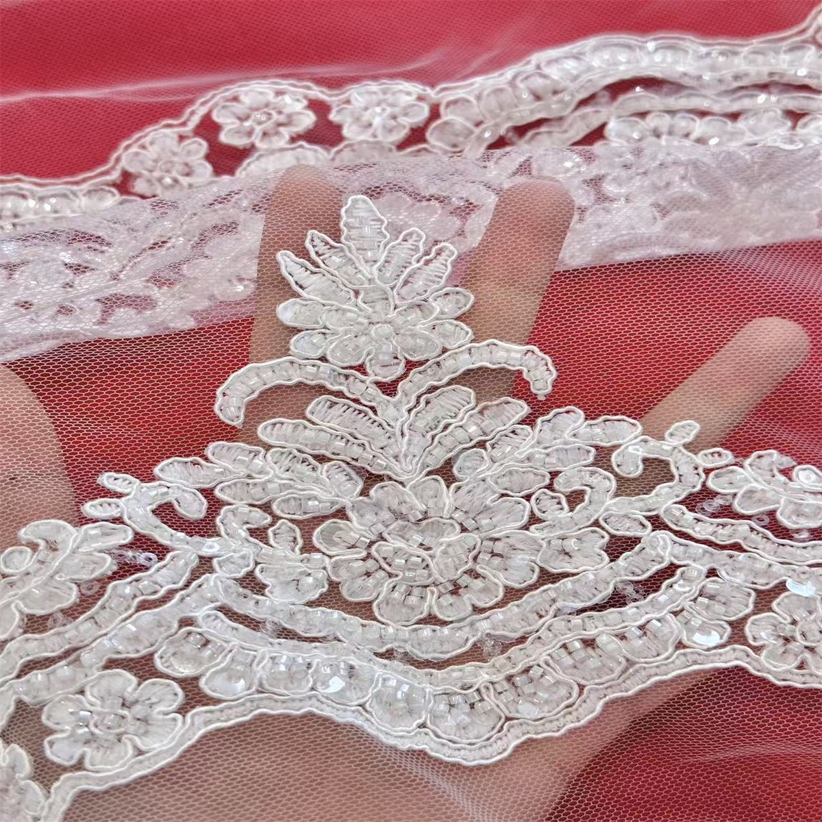 1 Yard Bridal Lace Trim, Corded Embroidered Beaded Wedding Lace Trim ...
