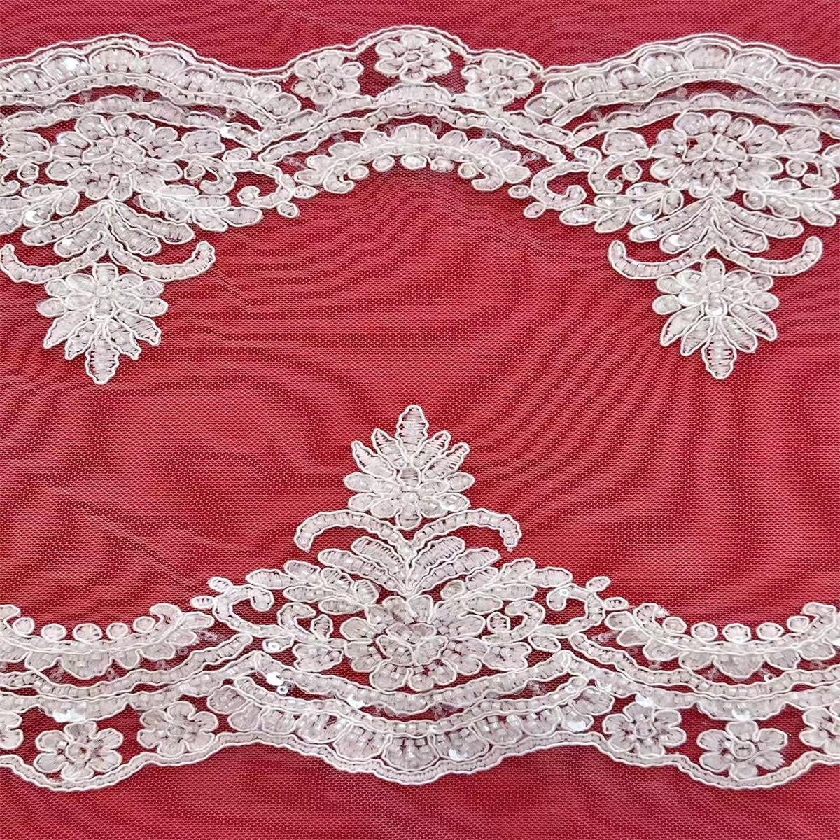 1 Yard Bridal Lace Trim, Corded Embroidered Beaded Wedding Lace Trim ...