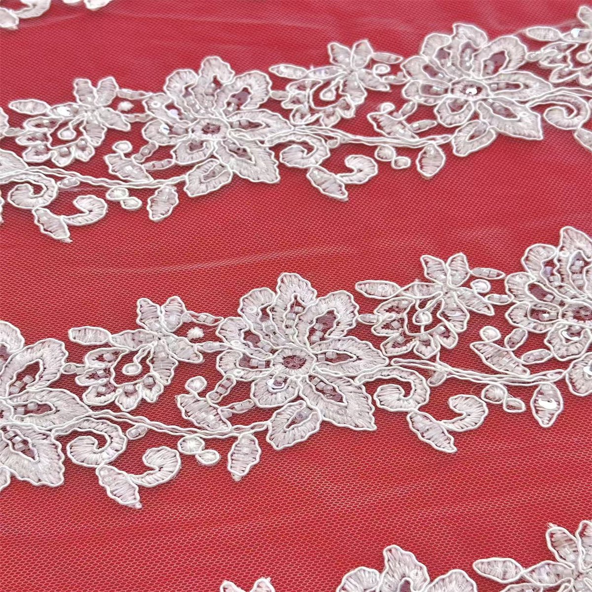 1 Yard Bridal Lace Trim, Corded Embroidered Beaded Wedding Lace Trim ...