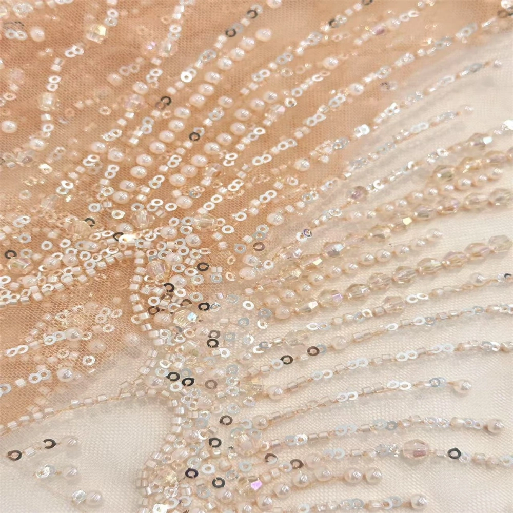 5 Yards Beaded Mesh Fabric, ITM HN235,Beaded Fabrics